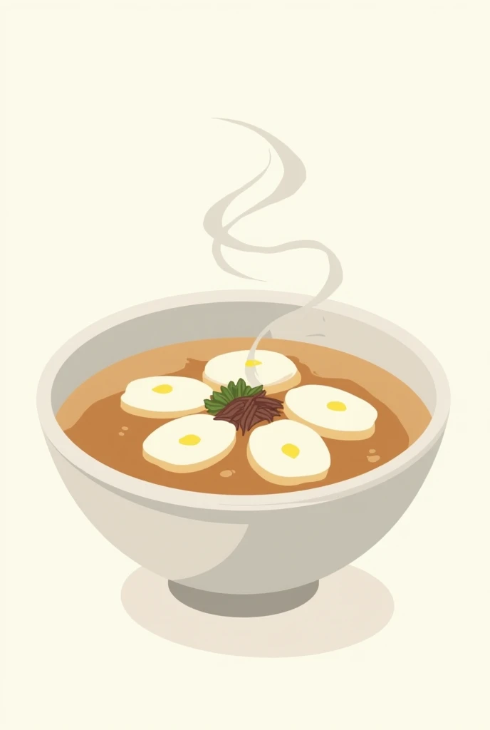 A clean and elegant 2D flat illustration icon of Tteokguk, traditional ...