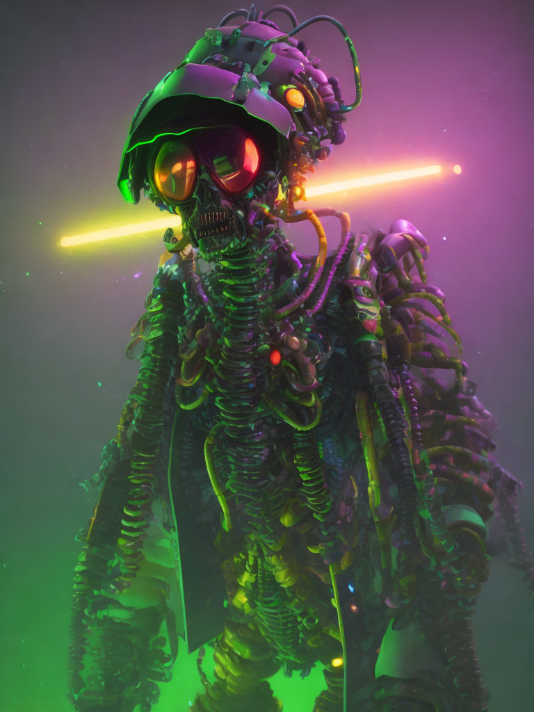 A close up of a robot with a glowing light in its mouth - SeaArt AI