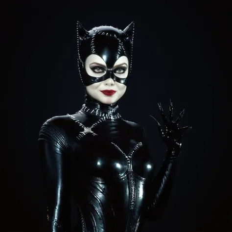 A woman in a cat suit and gloves posing for a picture - SeaArt AI