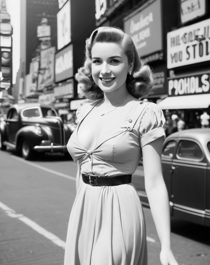 Arafed woman in a dress walking down a city street - SeaArt AI