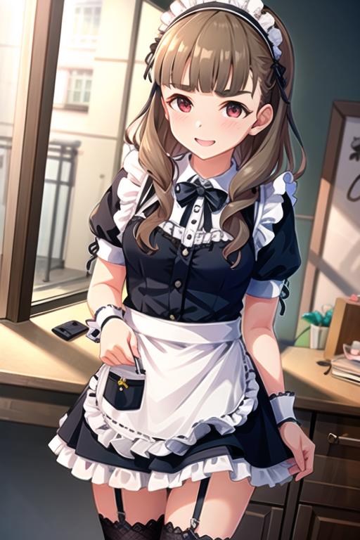 Anime girl in maid outfit standing in front of a window - SeaArt AI