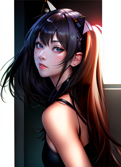 Anime girl with long hair and cat ears - SeaArt AI