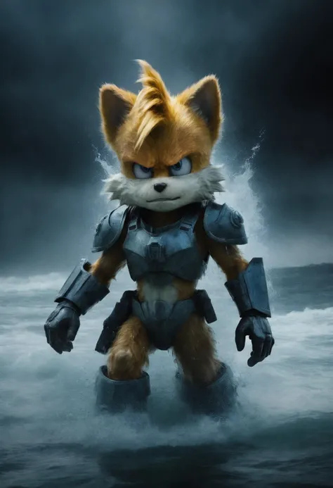 A close up of a toy animal in a suit on a body of water - SeaArt AI