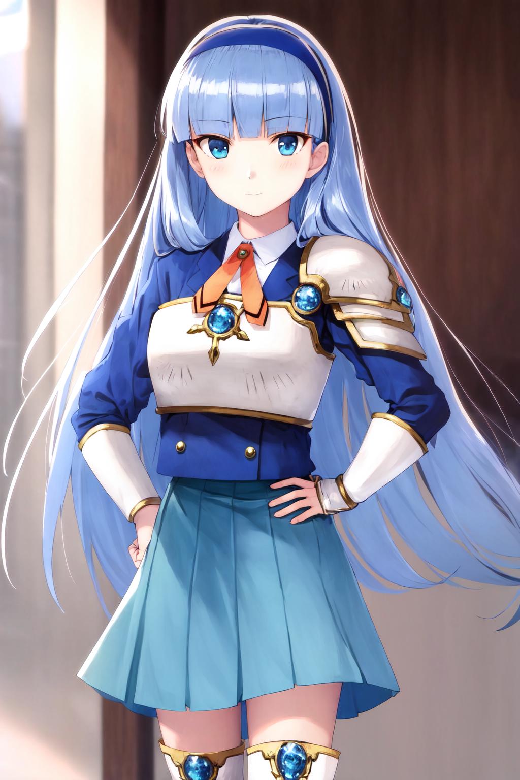 A close up of a person in a uniform with long hair - SeaArt AI