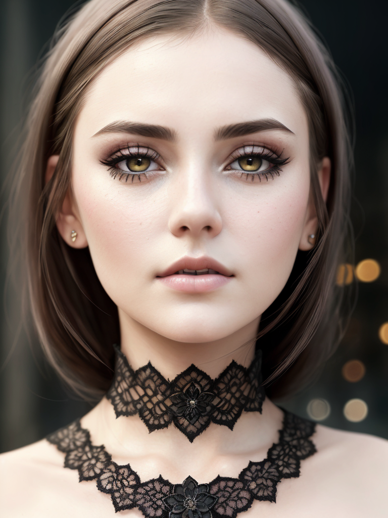 A woman with a black choke and a black lace choke - SeaArt AI