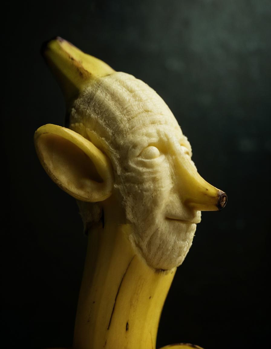 There is a banana with a face made of a man's head - SeaArt AI