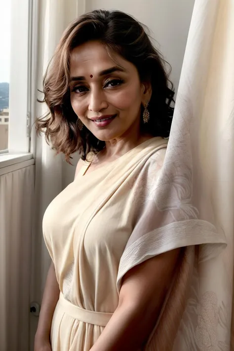 Anusha basra in a beige dress posing for a picture - SeaArt AI