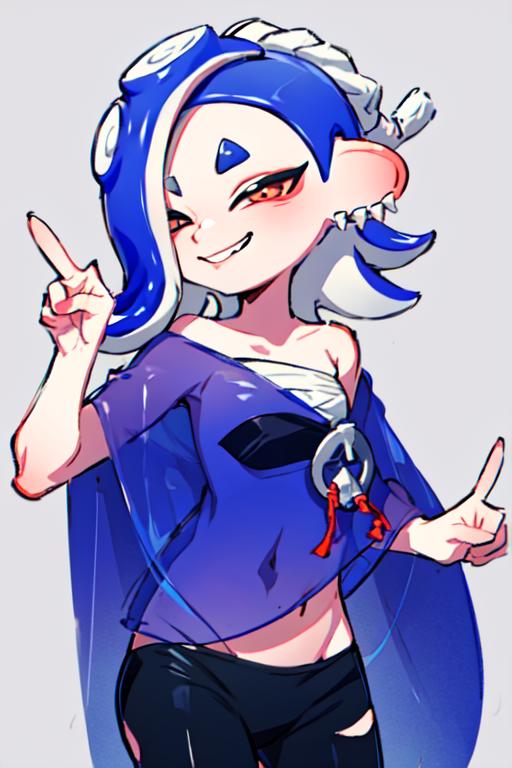 Splatoon, sfw, cute, shiver, simple background, peace signs, smile ...