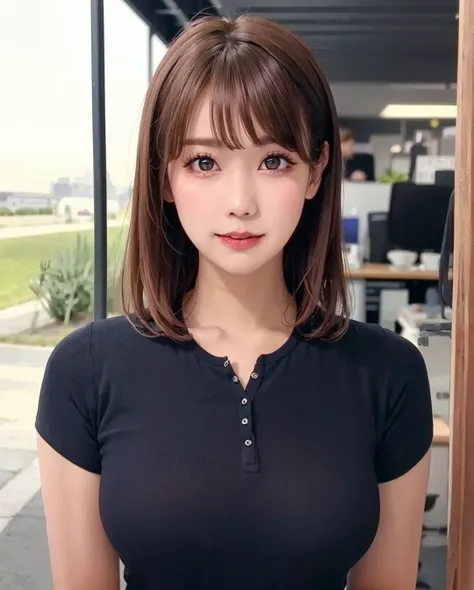 A woman with a black shirt and a black top posing for a picture - SeaArt AI