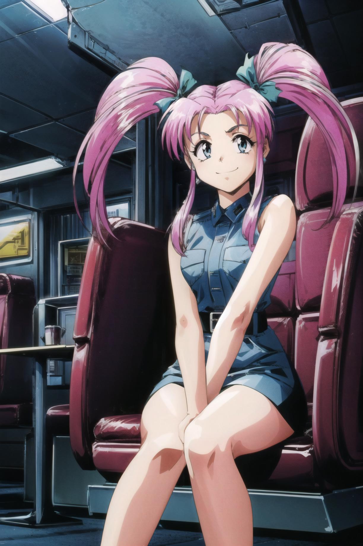 A woman sitting on a bus with her legs crossed - SeaArt AI