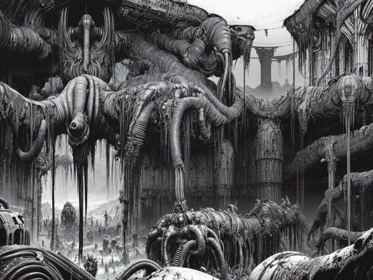 There is a black and white photo of a giant monster in a city - SeaArt AI