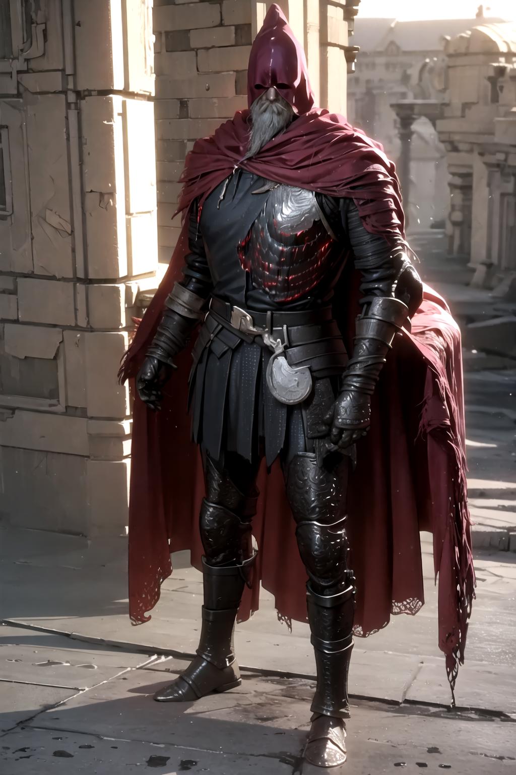 3d, detailed, solo, gray-haired, upper body, cloak, Gael,