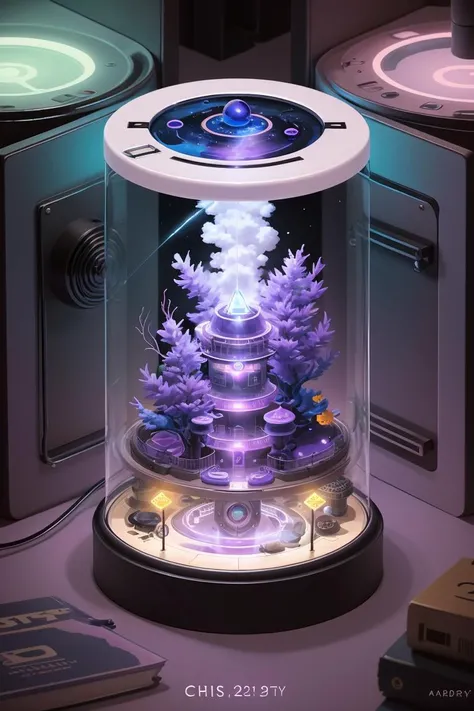 There is a small aquarium with a fish inside of it - SeaArt AI