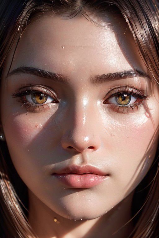 A close up of a woman with a teary face and brown eyes - SeaArt AI