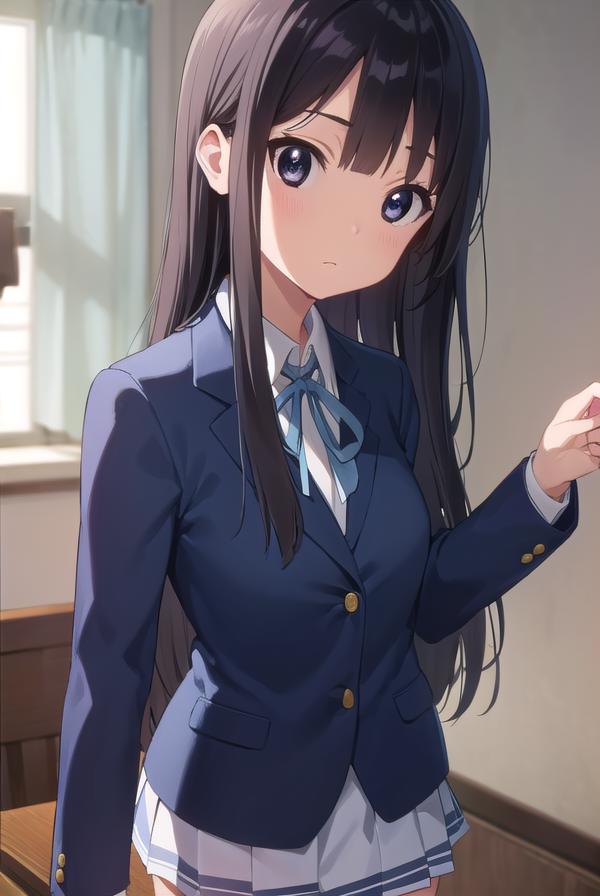 Anime girl in school uniform holding a cell phone in her hand - SeaArt AI