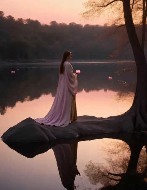 Under the cloak of a moonlit night, Eli stands alone by a tranquil lake ...