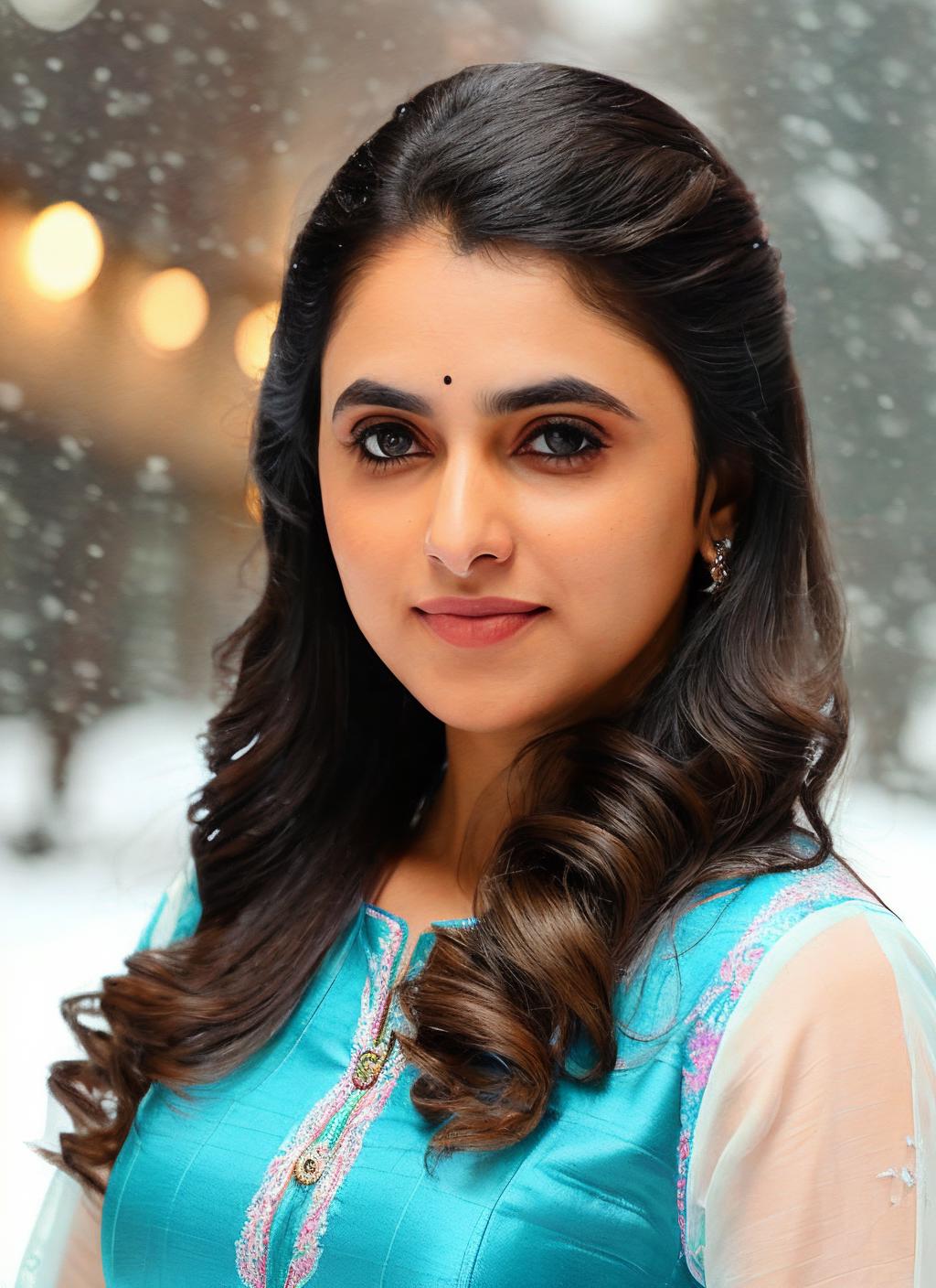 Anusha in blue dress posing for a photo - SeaArt AI