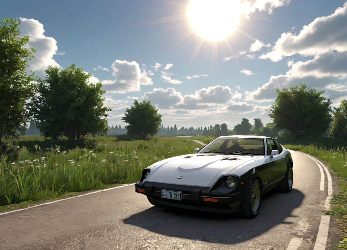 Obc12 Car on a road, outside, dystopian - SeaArt AI