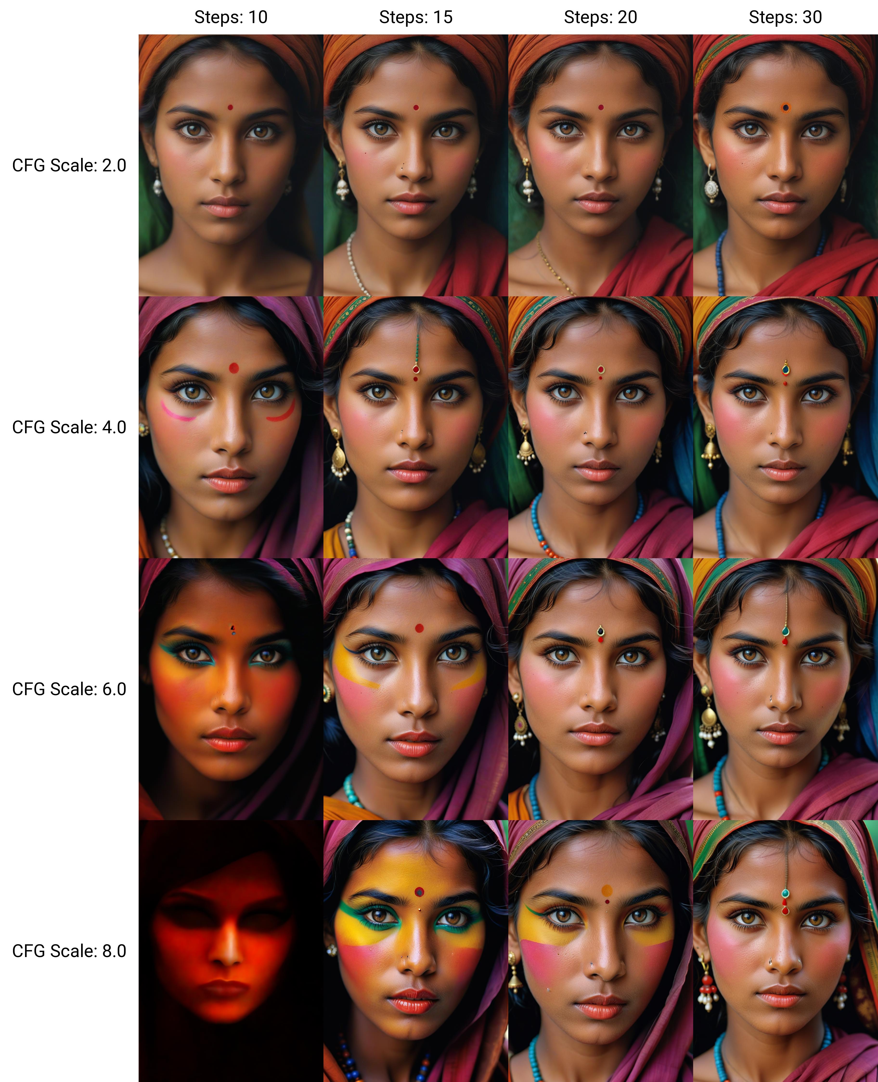 A close up of a woman with different colored makeup looks at the camera ...