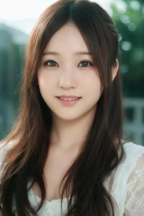 A woman with long hair and a white top posing for a picture - SeaArt AI