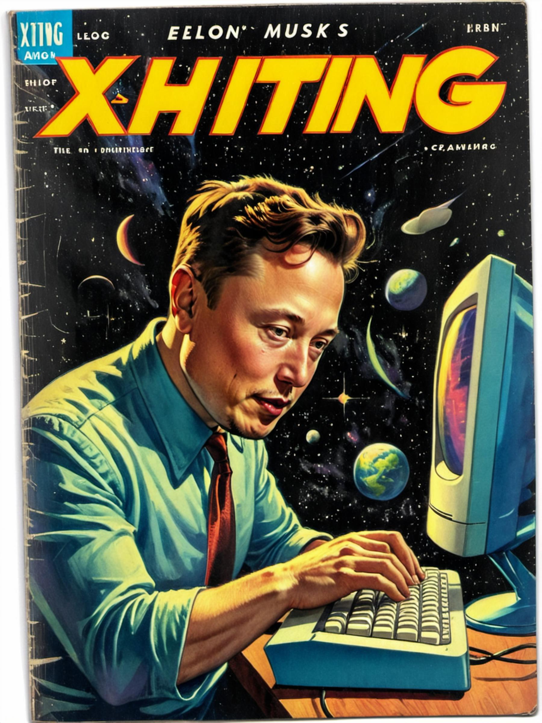 A close up of a magazine cover with a man typing on a computer - SeaArt AI