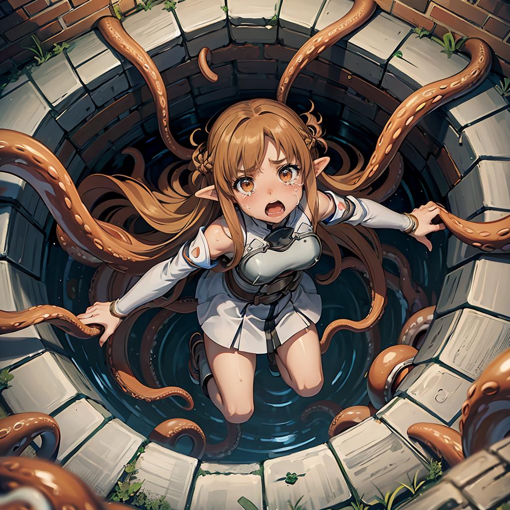 Anime Girl In A Sewer With Tentacles Crawling Around Her Seaart Ai
