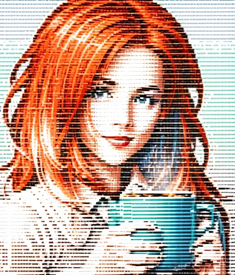 A close up of a woman holding a cup of coffee - SeaArt AI