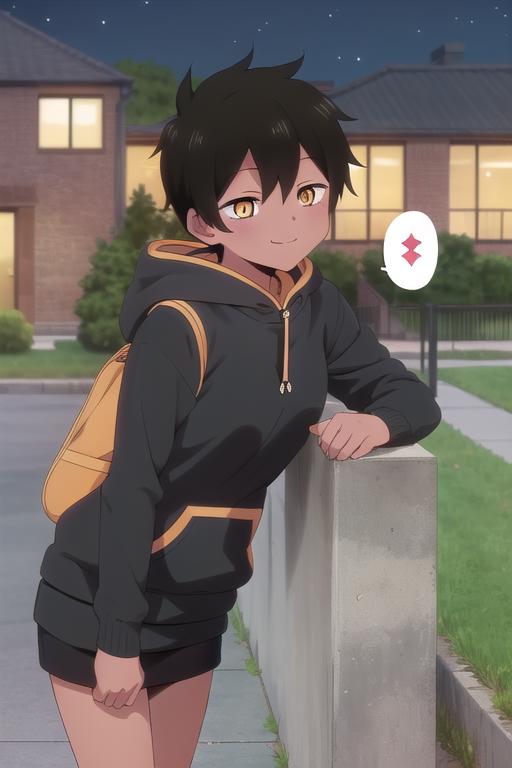 Anime girl leaning on a wall with a backpack and a backpack - SeaArt AI