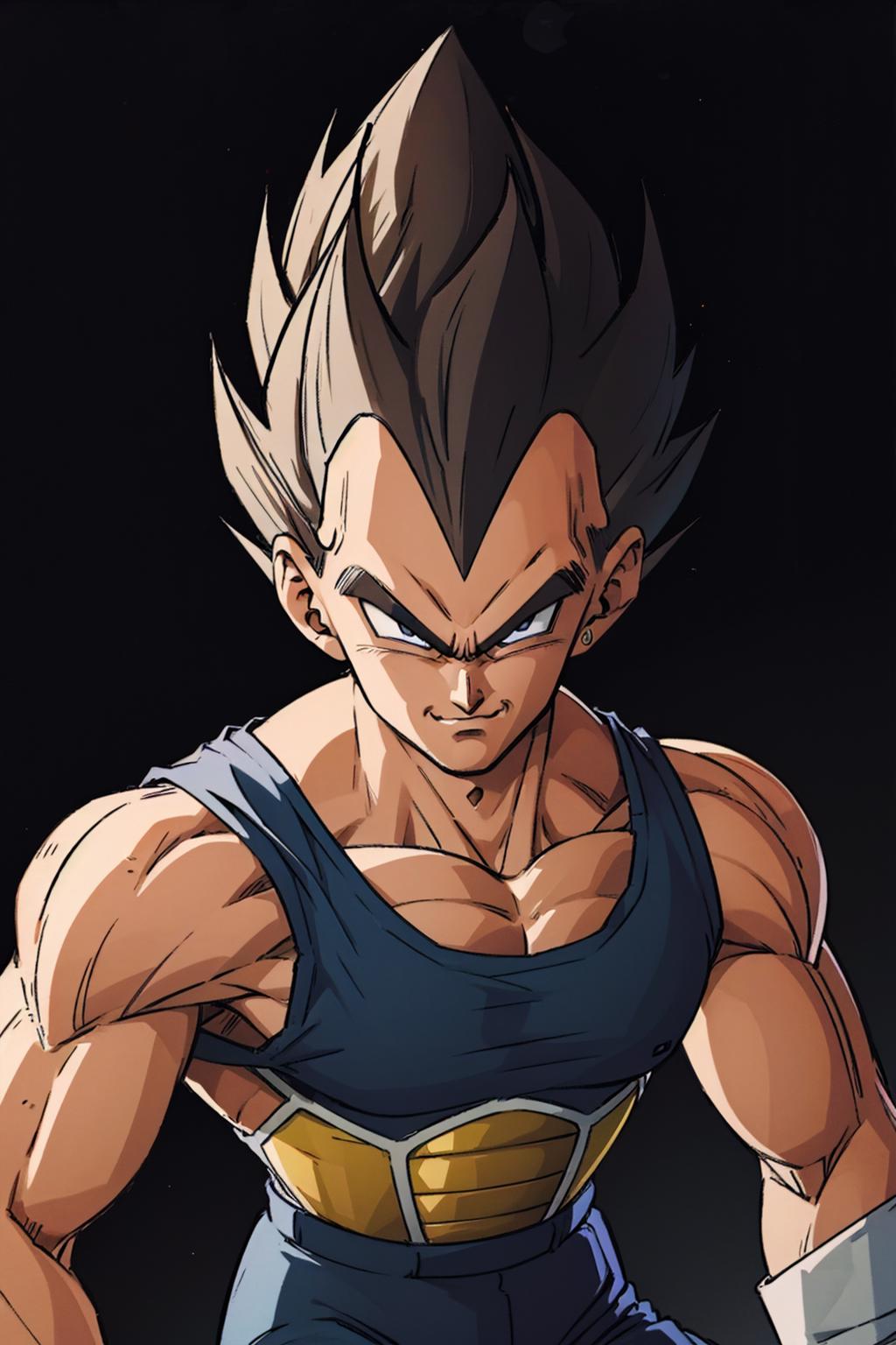 A cartoon image of a young gohan with a very big chest - SeaArt AI