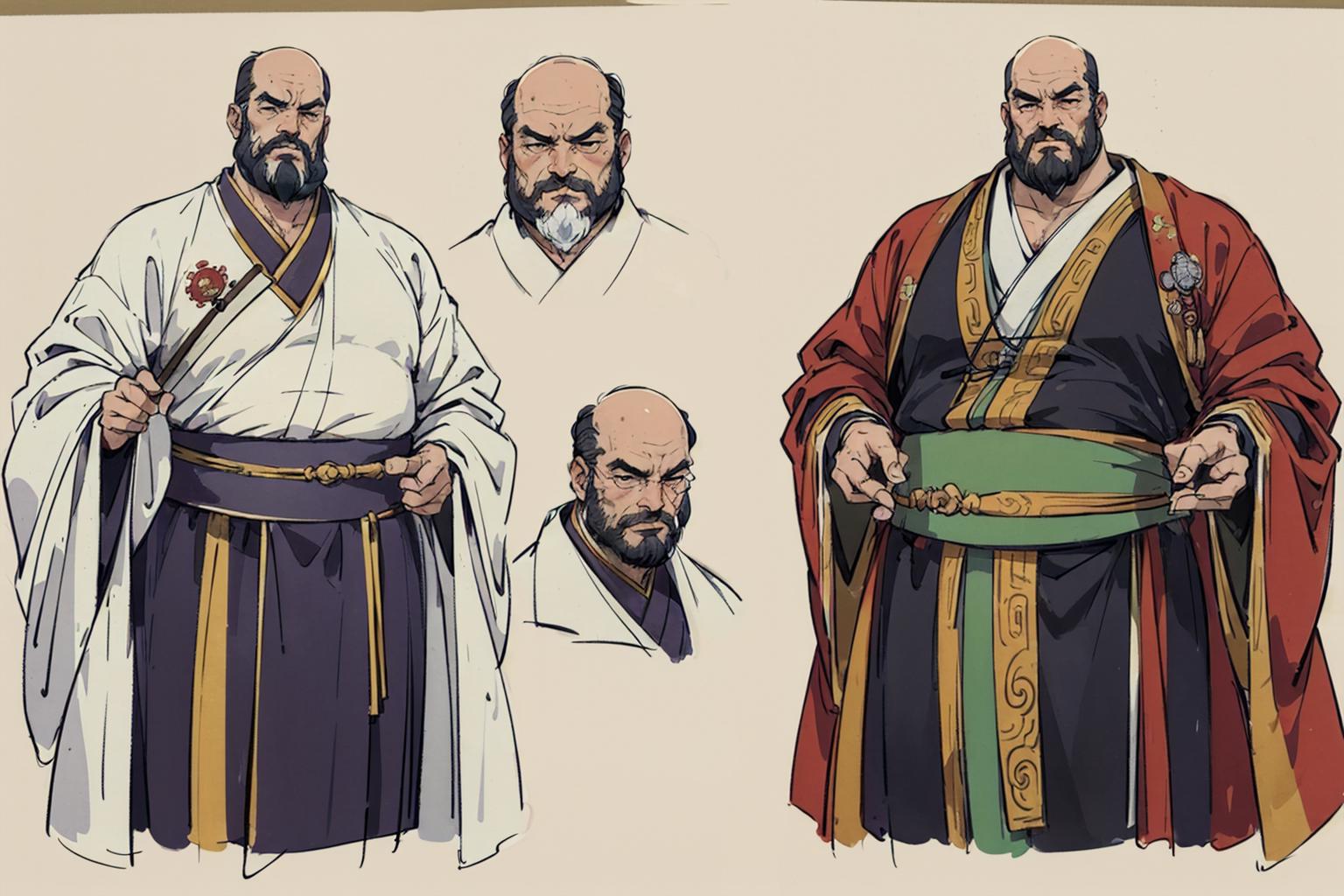 A close up of a drawing of a man with a beard and a robe - SeaArt AI