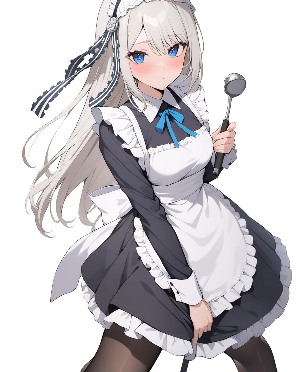 A close up of a woman in a maid outfit holding a microphone - SeaArt AI