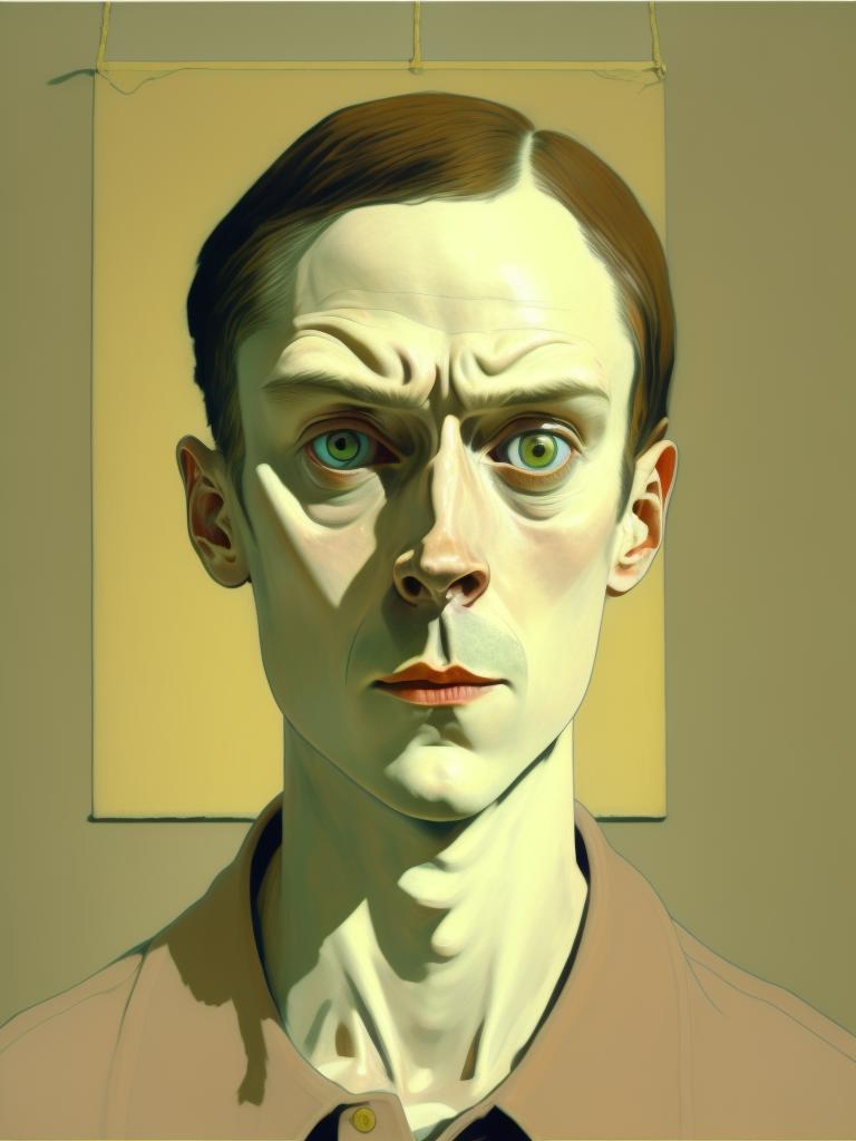 A close up of a painting of a man with a weird look - SeaArt AI