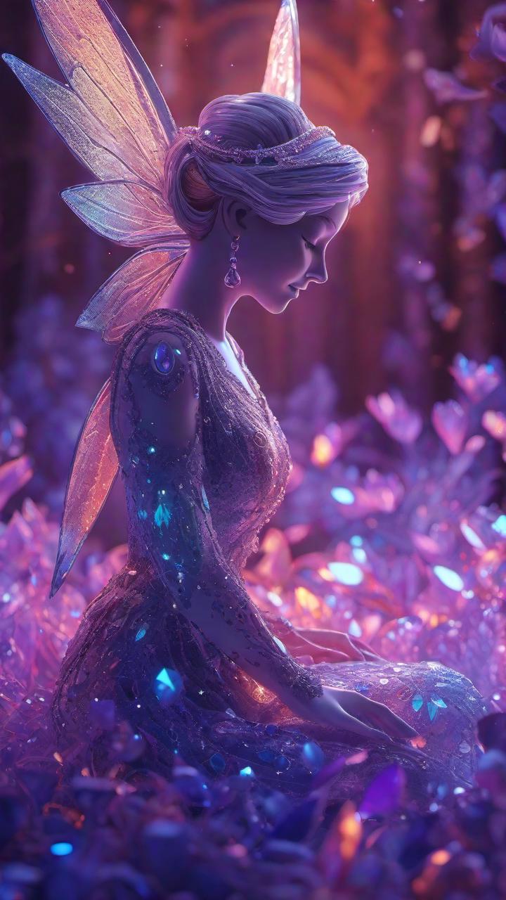 A fairy sitting in a field of flowers with a fairy wings - SeaArt AI