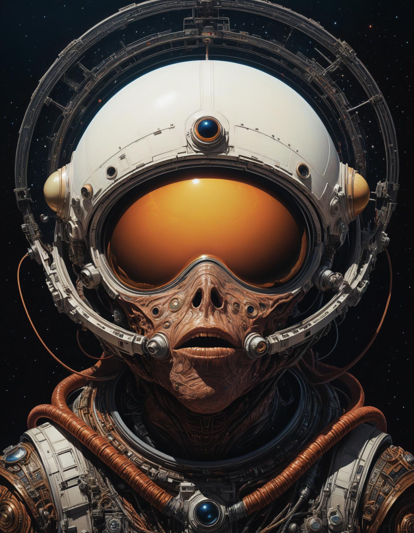 A close up of a person in a space suit with a helmet and goggles - SeaArt AI