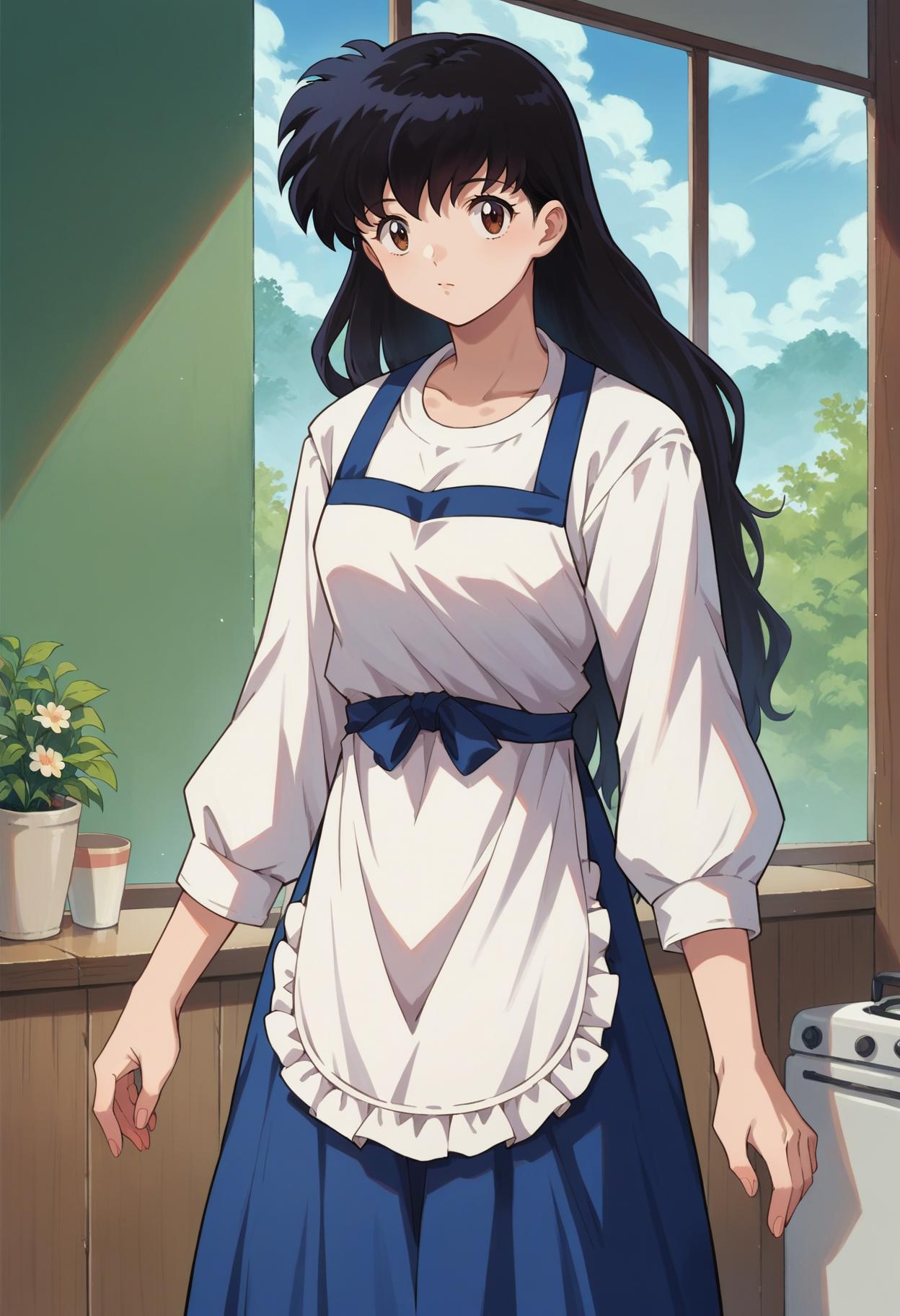 Anime girl in a maid outfit standing in front of a window - SeaArt AI