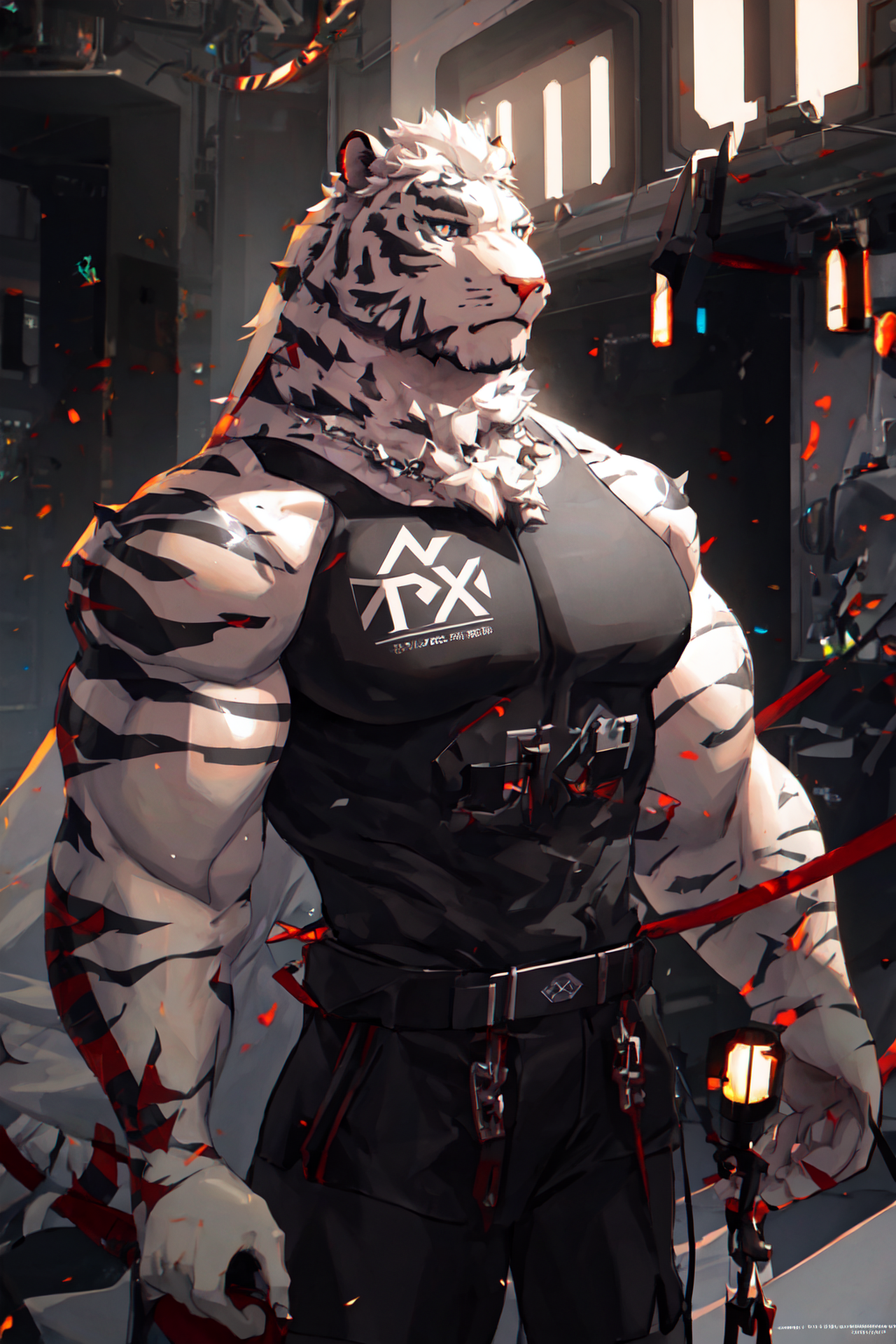 A close up of a person with a tiger mask on - SeaArt AI