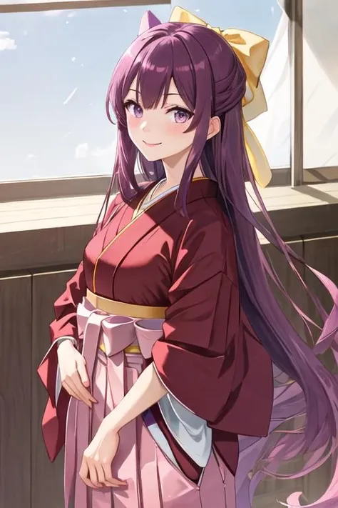 A woman in a kimono outfit standing in front of a window - SeaArt AI