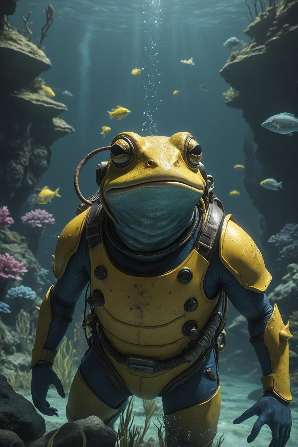 A close up of a person in a diving suit and a mask - SeaArt AI