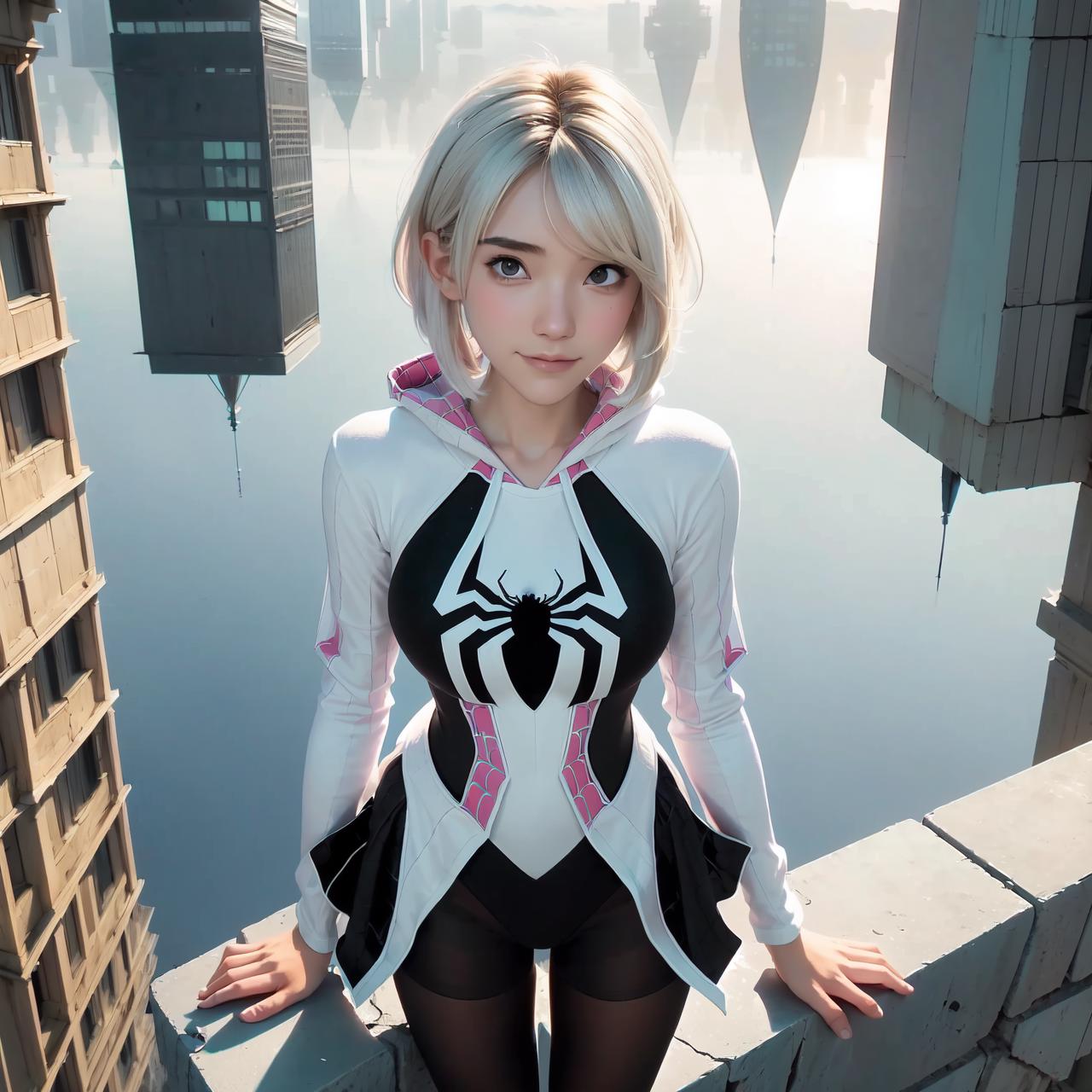 Spider - man cosplaying in a white and black outfit - SeaArt AI