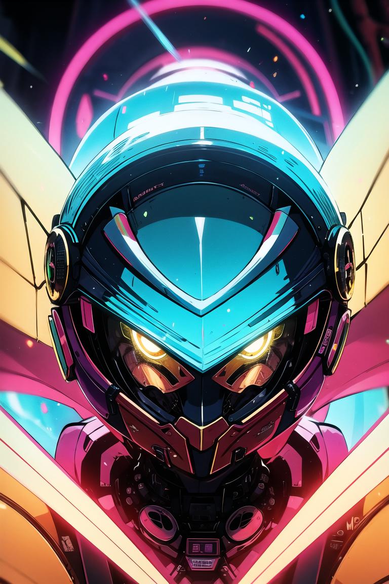 A close up of a robot with glowing eyes and a futuristic helmet - SeaArt AI