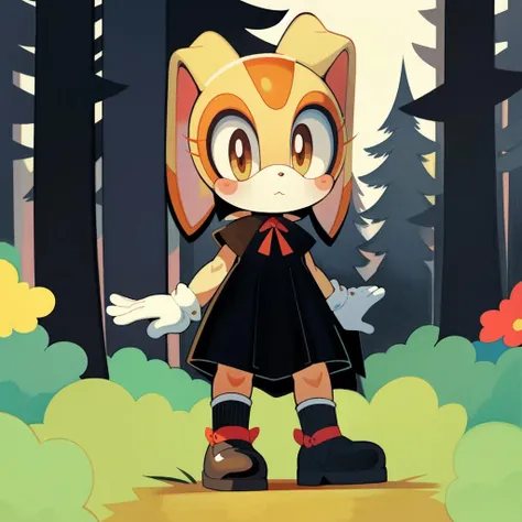 Sonic the hedgehog in a black dress standing in a forest - SeaArt AI