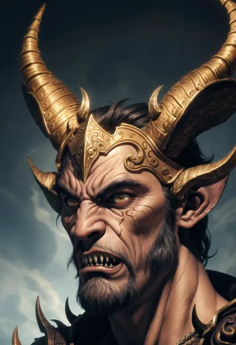 A close up of a man with horns and a beard - SeaArt AI