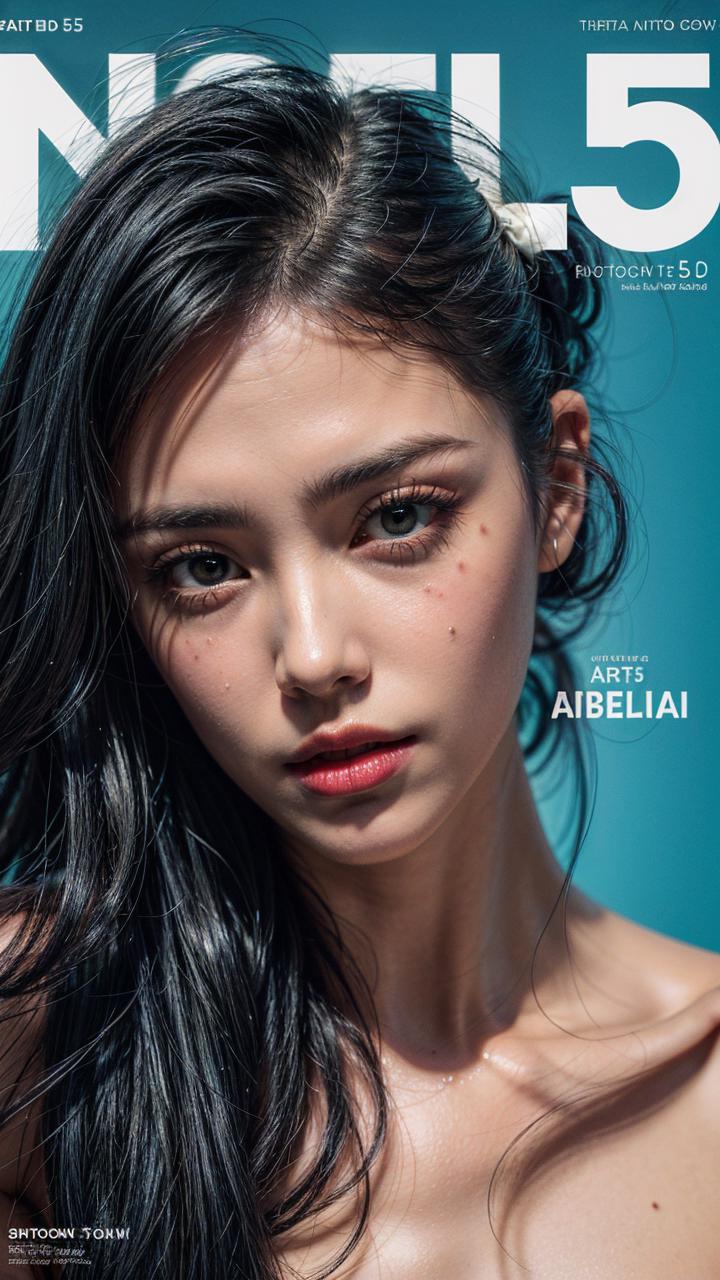 A woman with long black hair and a white top on a magazine cover ...