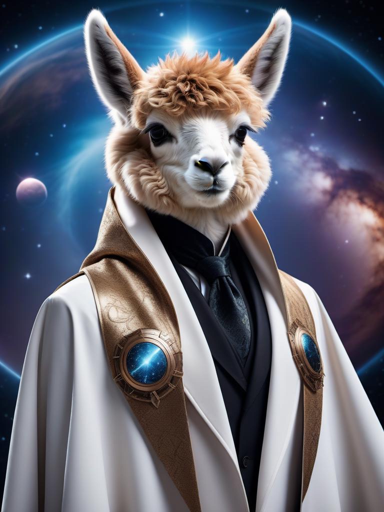 A close up of a llama wearing a suit and tie - SeaArt AI