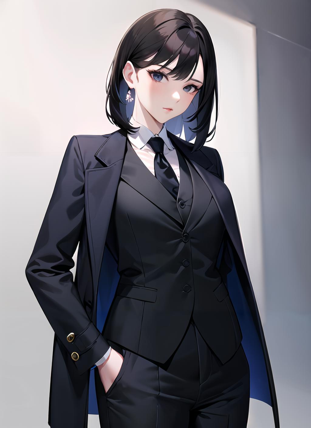 Anime - style image of a woman in a suit and tie - SeaArt AI