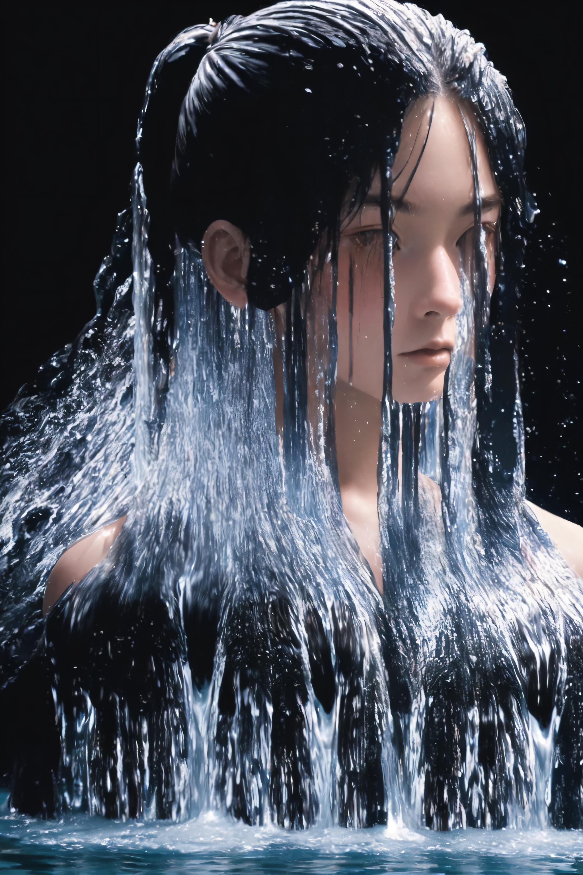 A close up of a woman with long hair in water - SeaArt AI