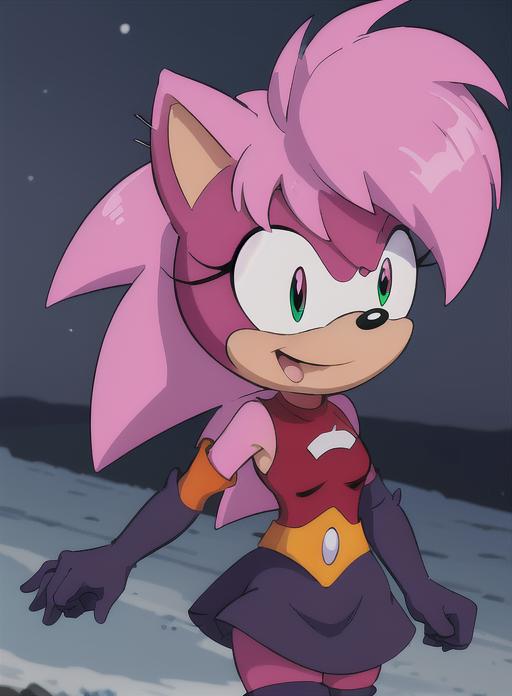 Sonic the hedge girl in a pink outfit and purple hair - SeaArt AI