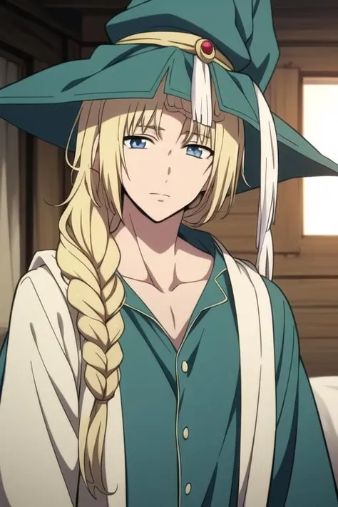 A woman with long blonde hair wearing a green hat - SeaArt AI