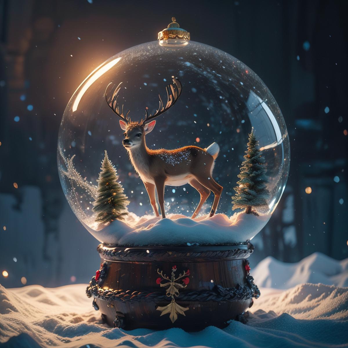 A close up of a snow globe with a deer inside of it - SeaArt AI