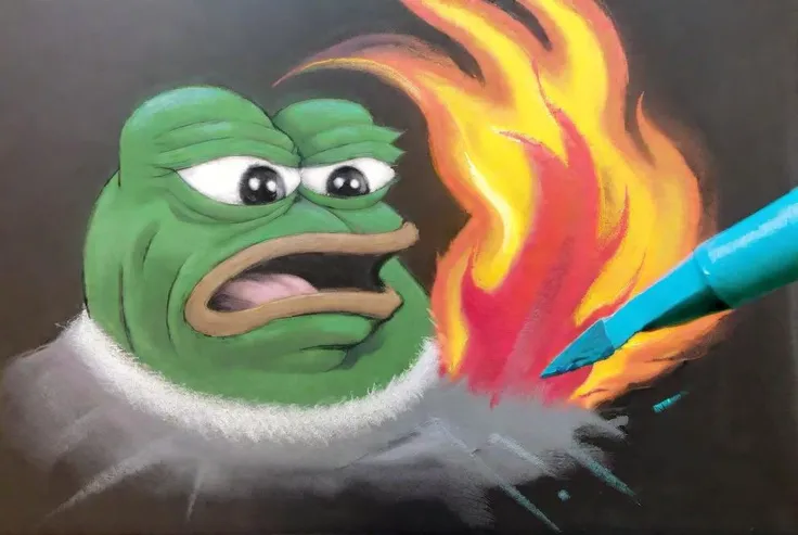 Drawing a cartoon frog with a blue pen and a black background - SeaArt AI